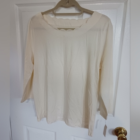 Talbots | Tops | Nwt Talbots Off White Top With Scalloped Neckline Size ...